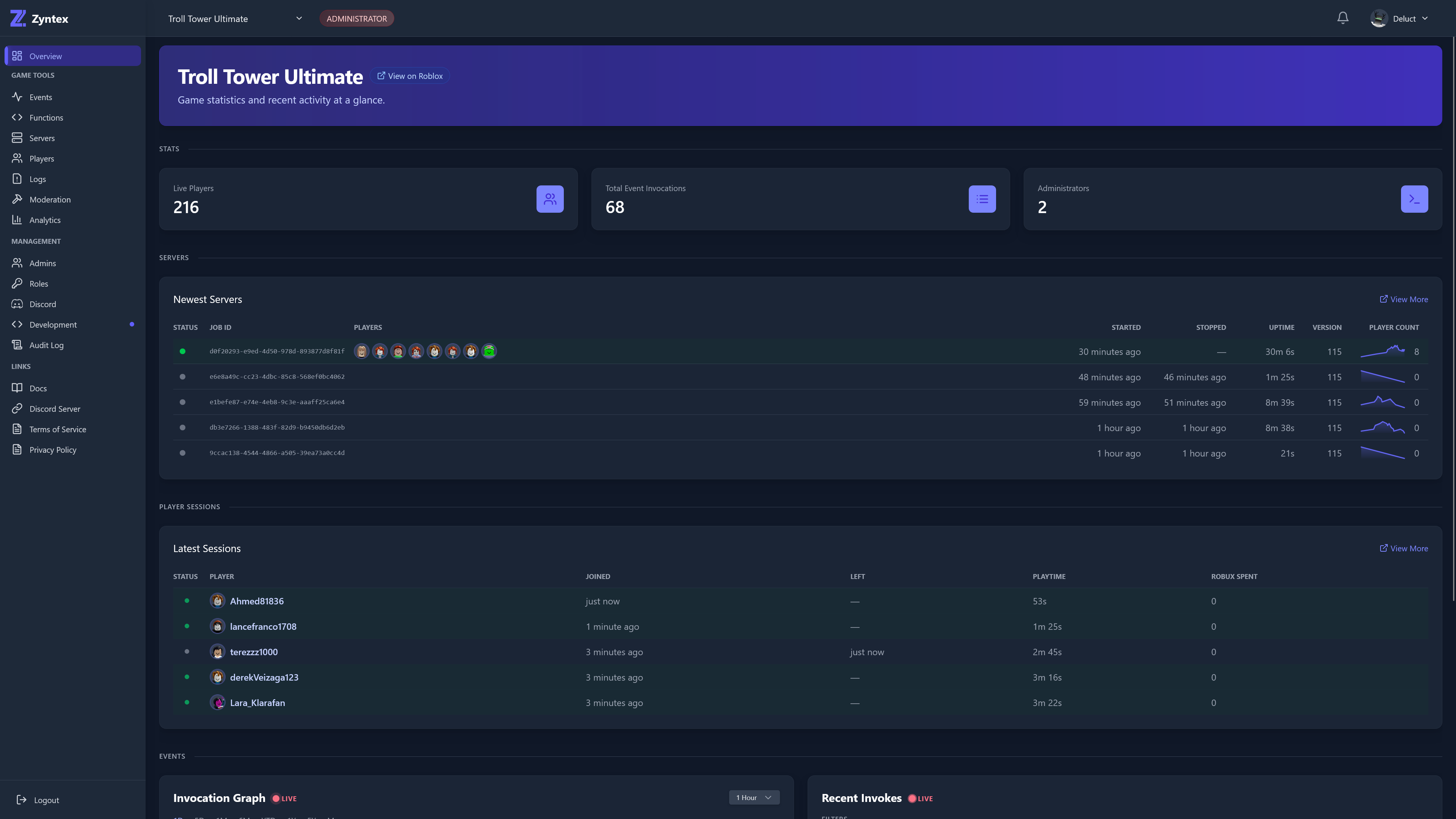 Zyntex: Most powerful Roblox game dashboard