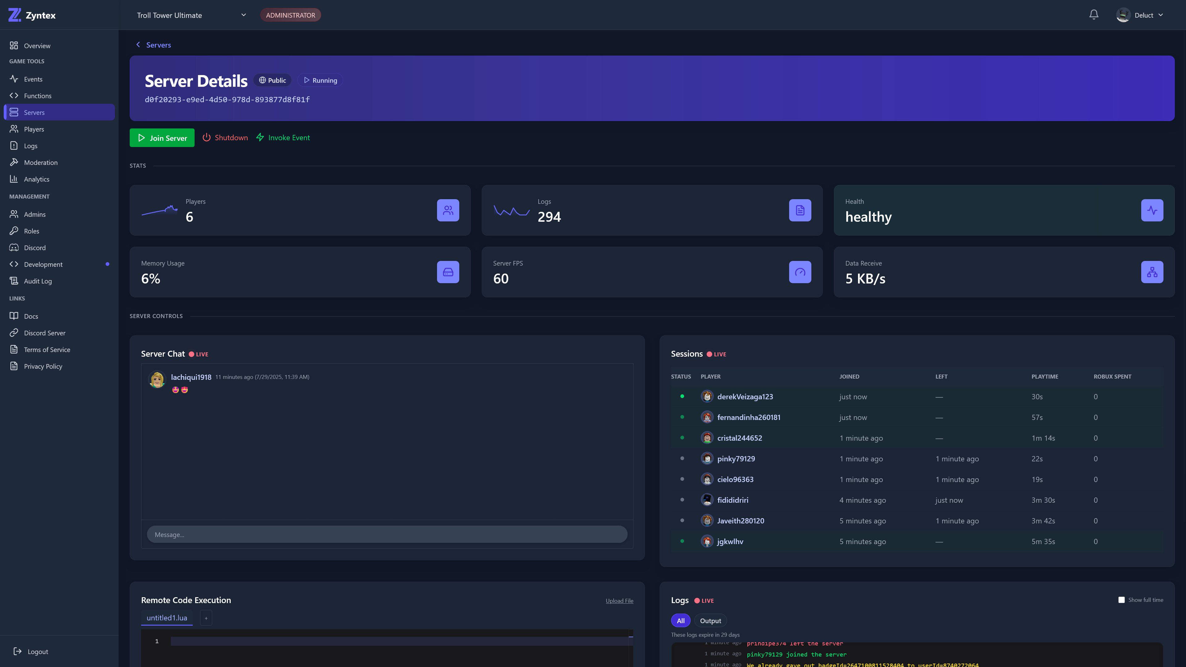 Zyntex: Most powerful Roblox game dashboard